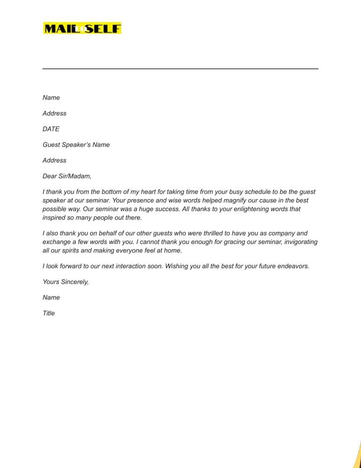 Thank You Letter To Guest Speaker: How To, Templates & Examples | Mail ...