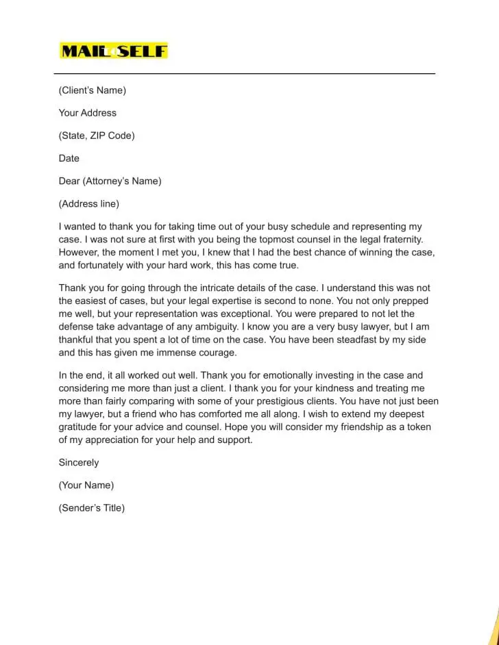 Thank You Letter To Lawyer: How To, Templates & Examples | Mail To Self