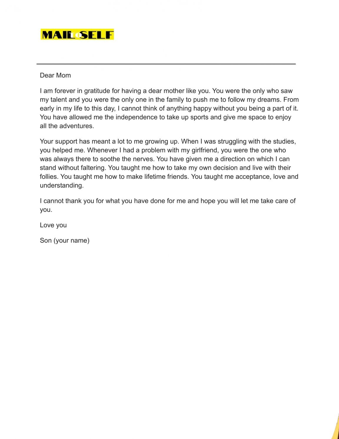 Thank You Letter To Your Mom: How To, Templates & Examples | Mail To Self