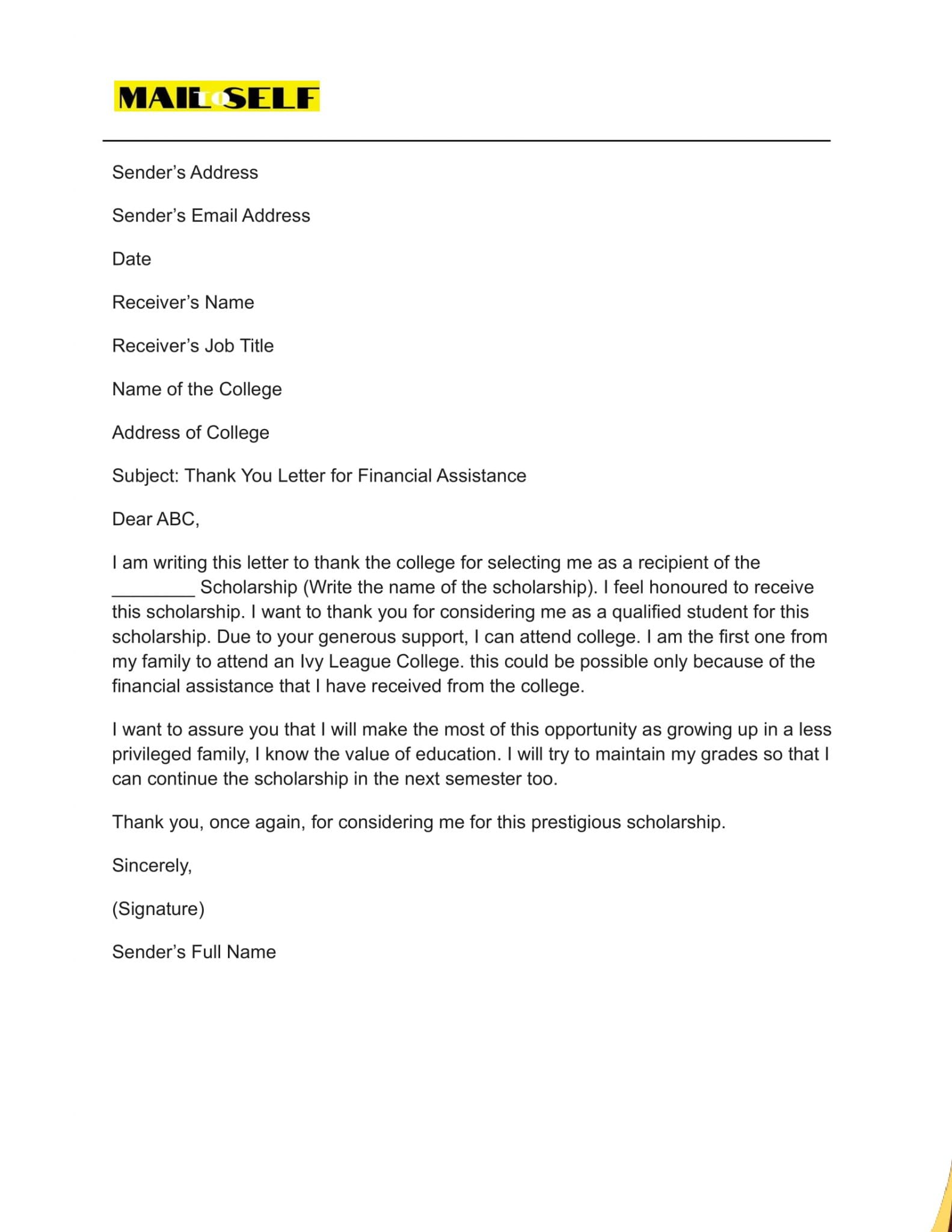 Thank You Letter For Financial Support How To Templates Examples 
