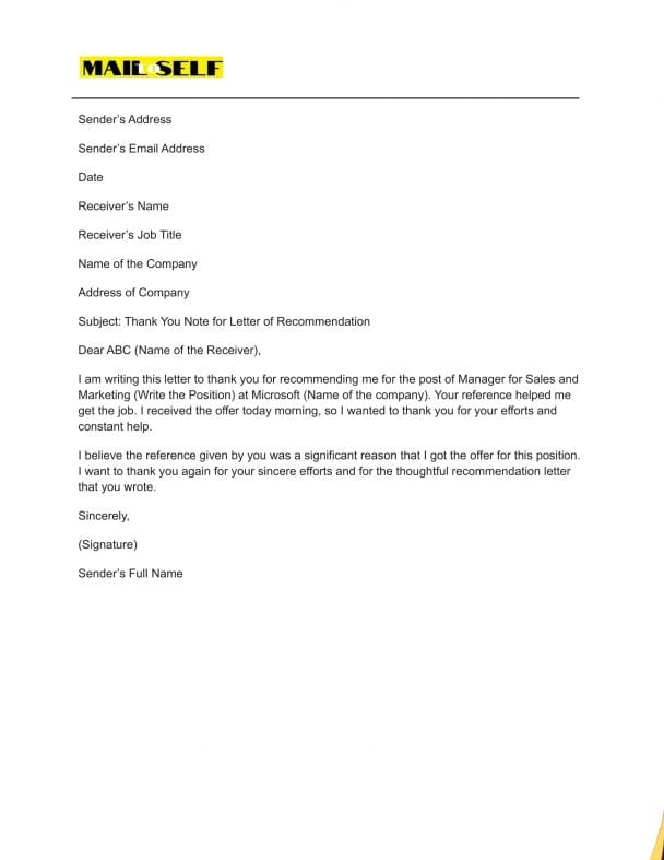 Thank You Letter for the Letter of Recommendation: How to, Templates ...