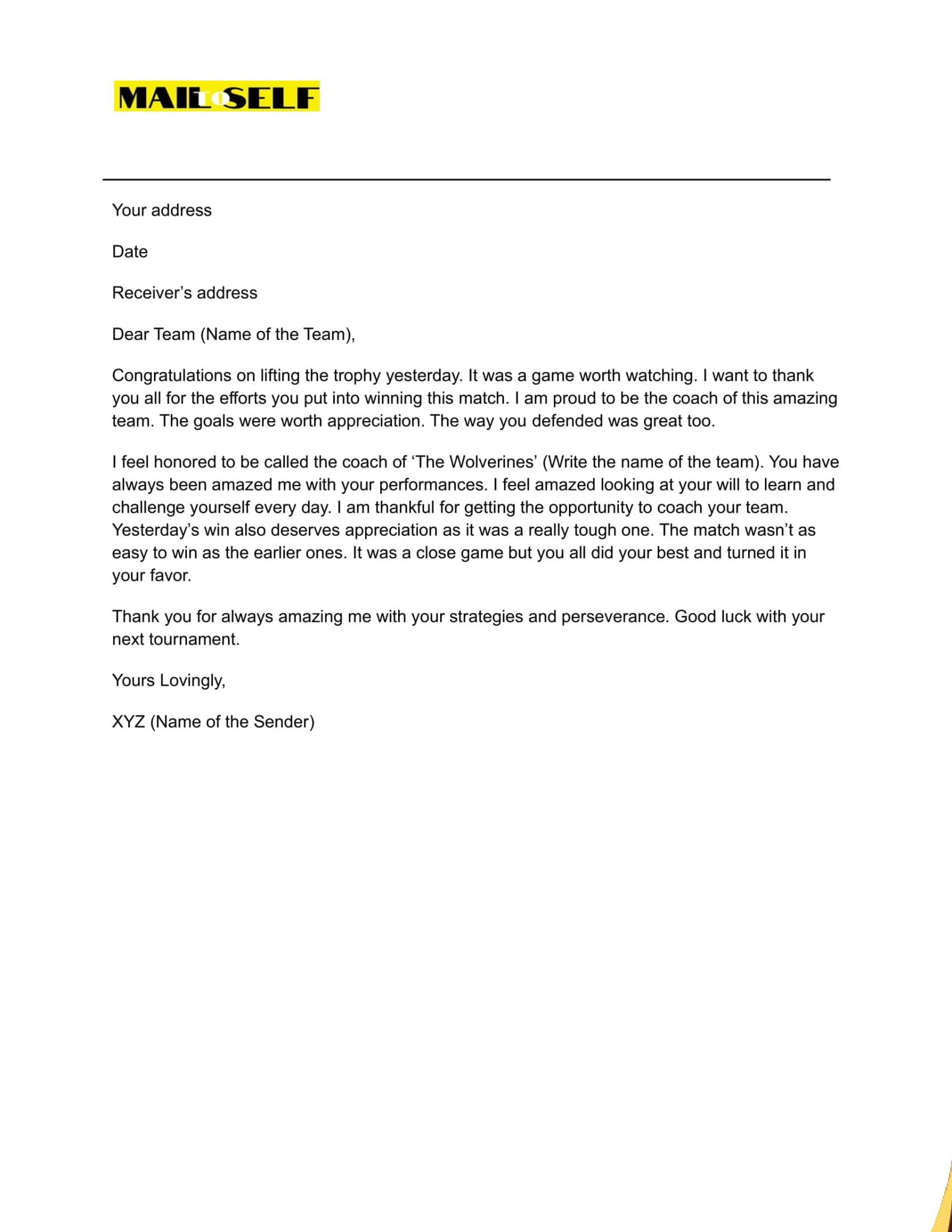 Thank You Letter from Coach to Players: How to, Templates & Examples ...