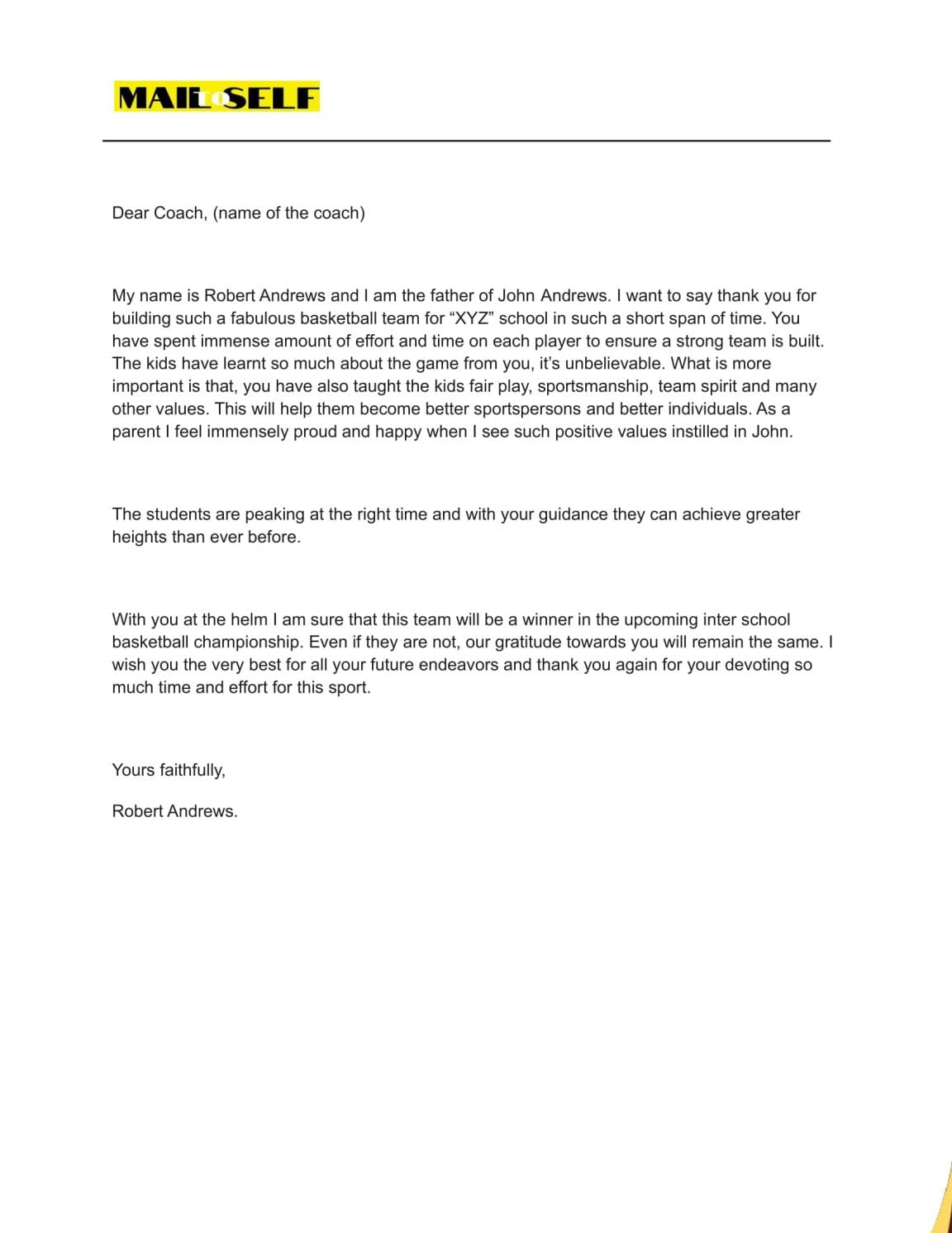 Thank You Letter to Coach from Parents: How To, Templates & Examples ...