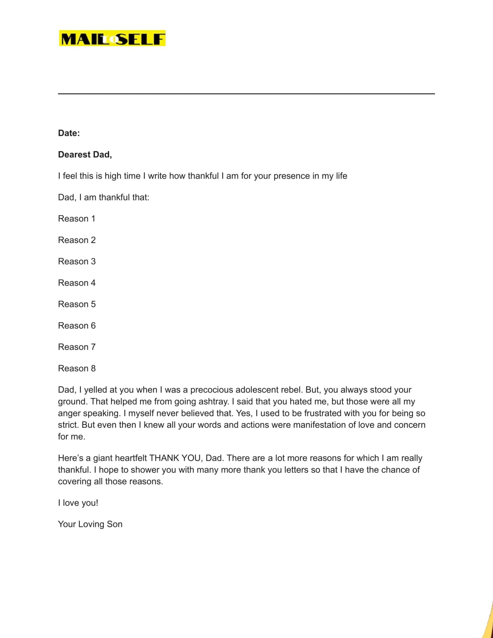 Thank You Letter to Dad from Son: How To, Templates & Examples | Mail ...