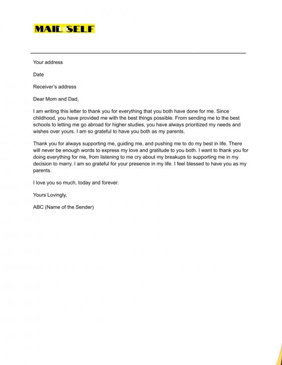 Thank You Letter to Mom and Dad: How to, Templates & Examples | Mail To ...