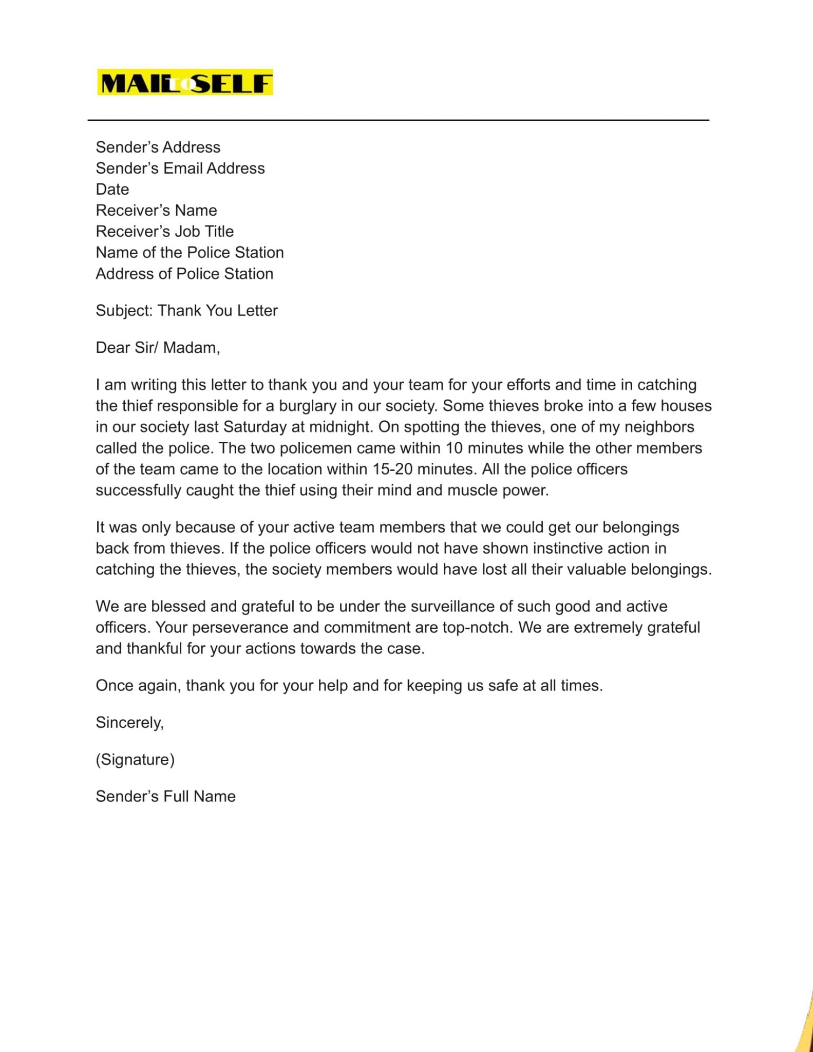 Thank You Letter to Police Officer: How to, Templates & Examples | Mail ...