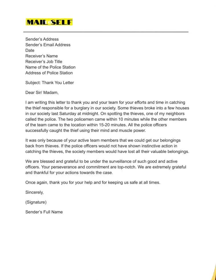 Thank You Letter to Police Officer: How to, Templates & Examples | Mail ...