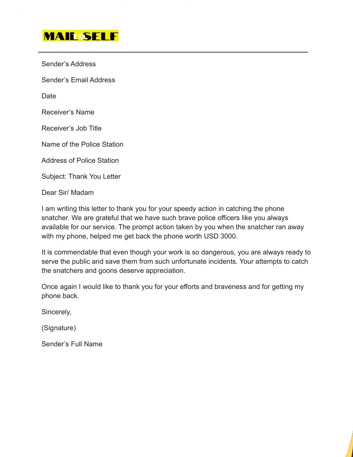 Thank You Letter to Police Officer: How to, Templates & Examples | Mail ...
