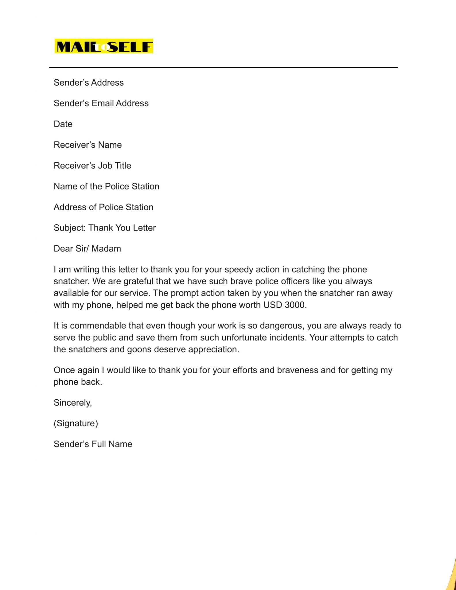 Thank You Letter to Police Officer: How to, Templates & Examples | Mail ...