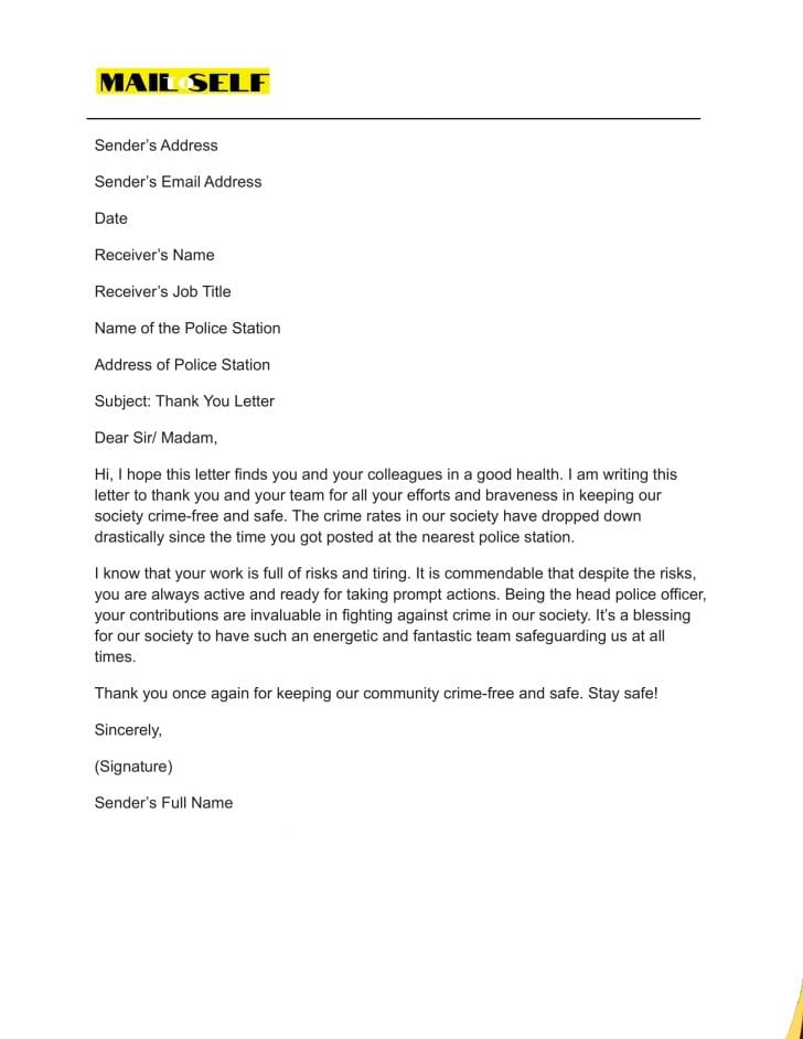 Thank You Letter to Police Officer: How to, Templates & Examples | Mail ...