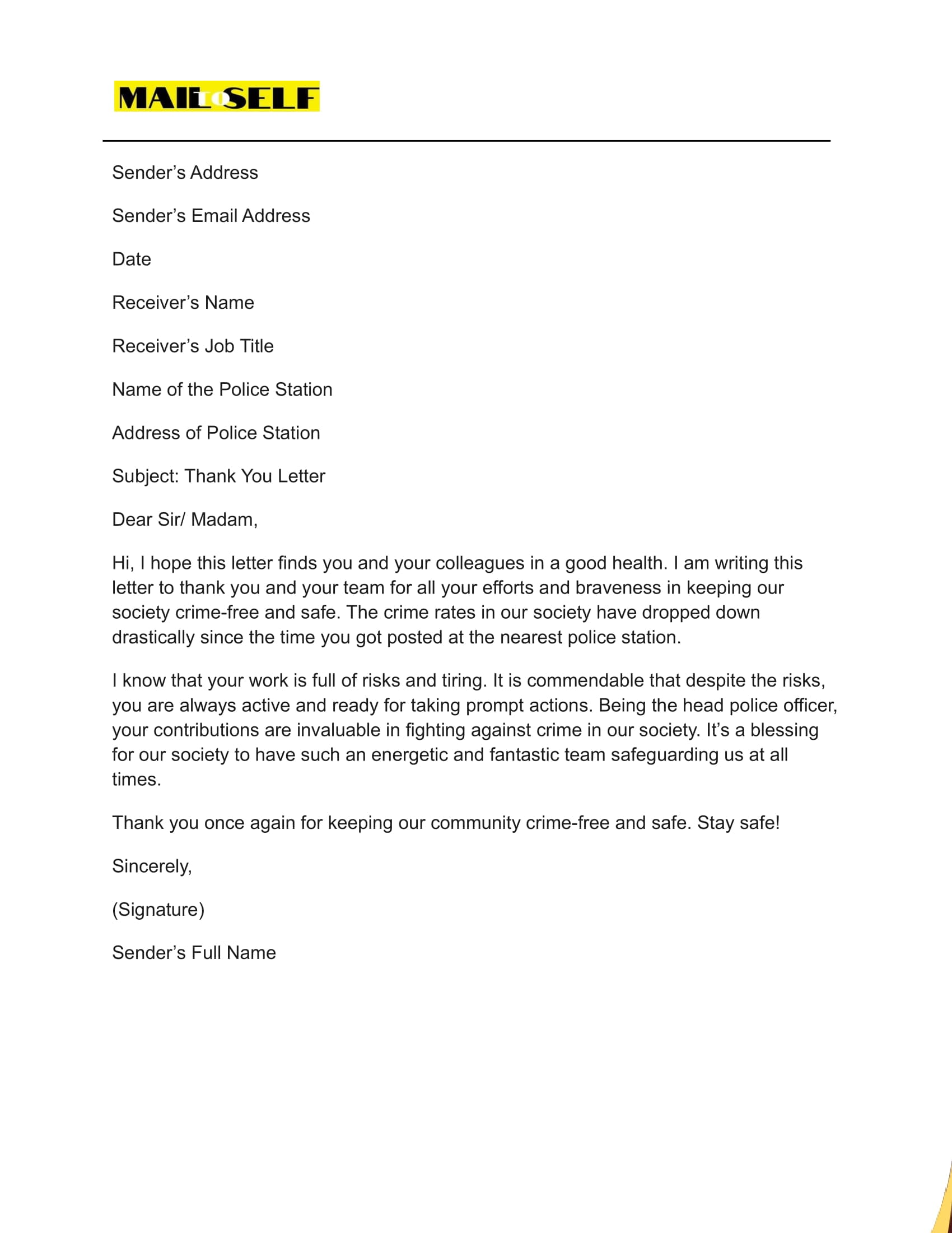 Thank You Letter to Police Officer: How to, Templates & Examples | Mail ...