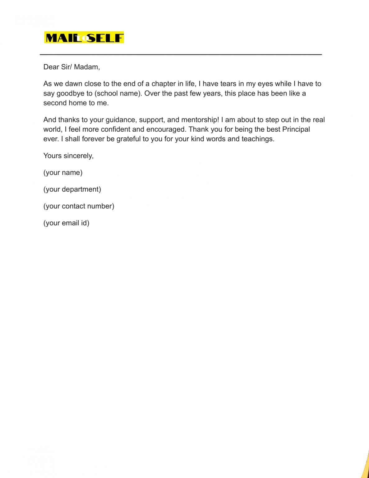 Thank You Letter to Principal from Student Teacher: How To, Templates ...