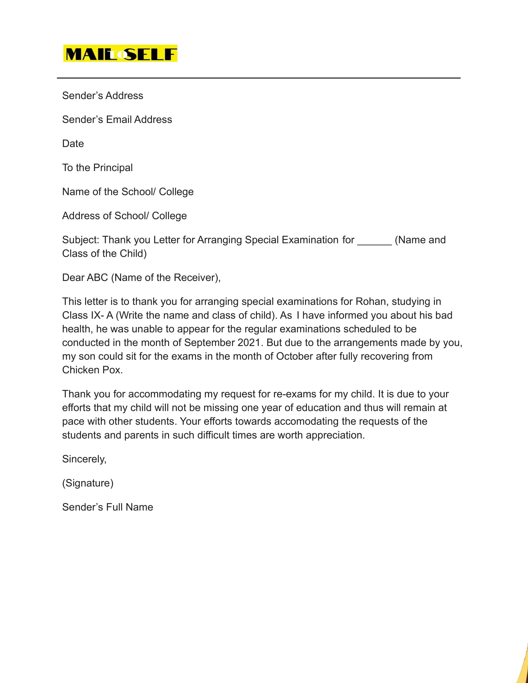 Thank You Letter To Your School Principal As A Parent How To 