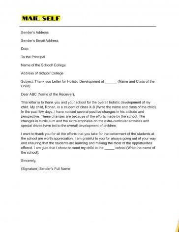 Thank You Letter to Your School Principal as a Parent: How to ...