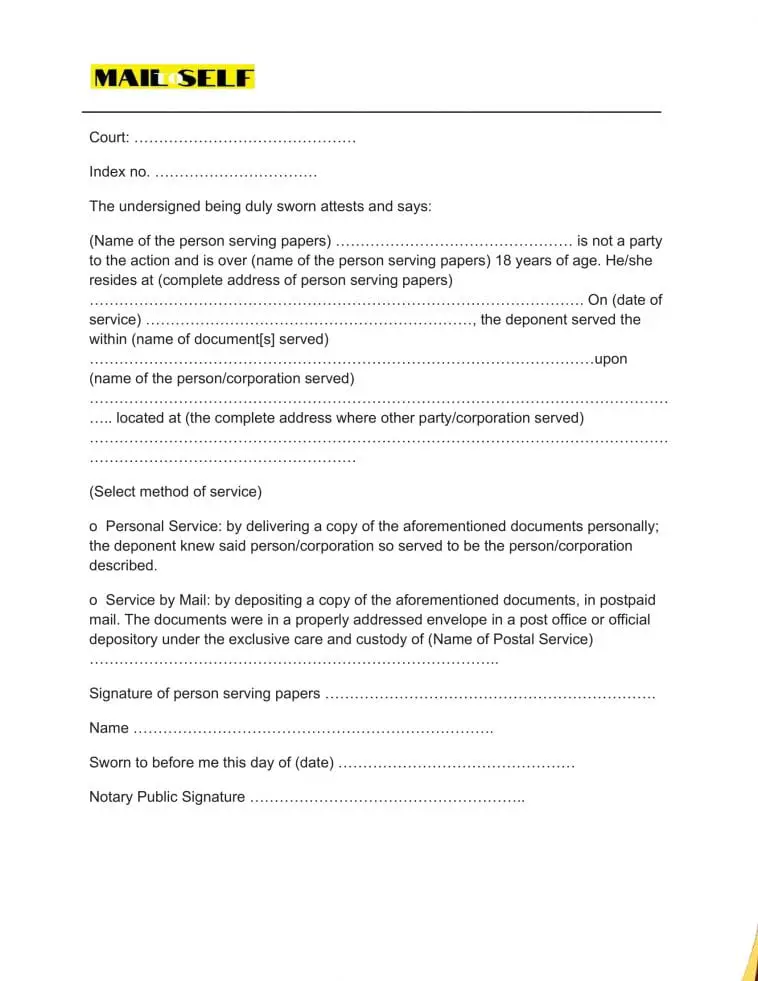 Affidavit of Service: How To, Templates & Examples | Mail To Self